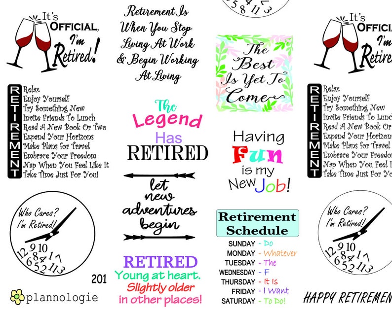 Retirement Quotes Stickers Funny Retirement Gift Planner - Etsy