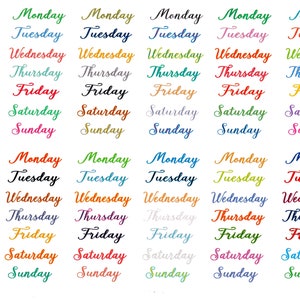 Days of the Week Planner Stickers - 17 Color Palettes Available! - Etsy