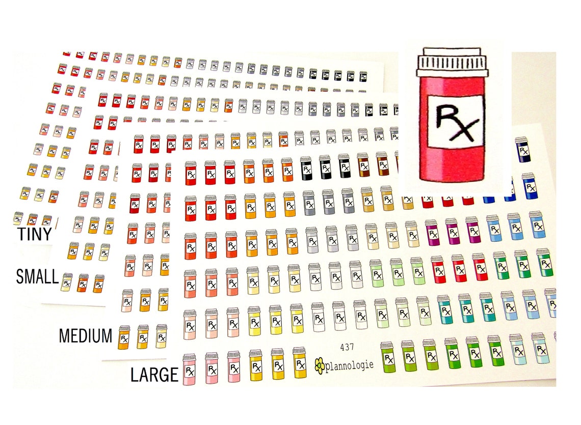 Prescription Bottle Planner Stickers RX Refill Reminder RX | Etsy