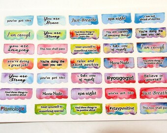 Self Care Quote Planner Stickers, Motivational Quote Stickers ...