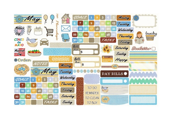 MAY Monthly Basics Sticker Kit Planner Stickers Spring | Etsy