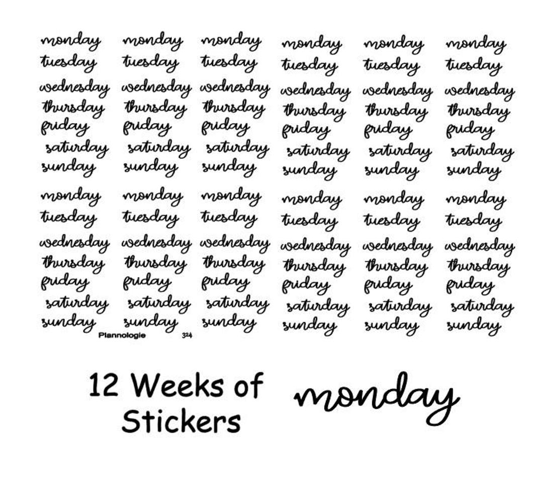 Days of the Week Script Planner Stickers - Etsy