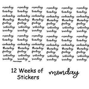 Days of the Week Script Planner Stickers - Etsy