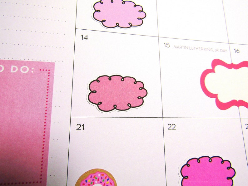 Pink & Purple Doodle Cloud Planner Stickers Calendar - Etsy