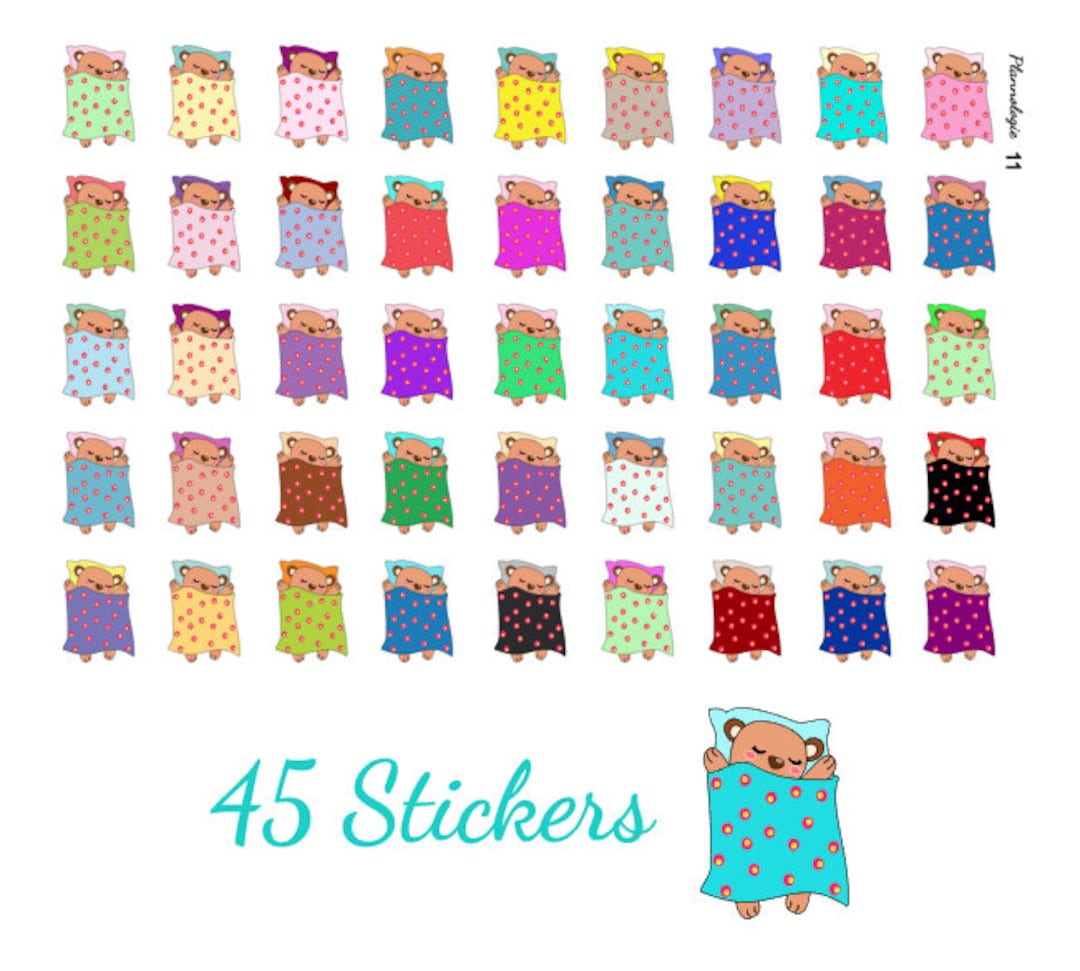 Lazy Day Stickers for Planners and Journals - Day off - Sleeping ...