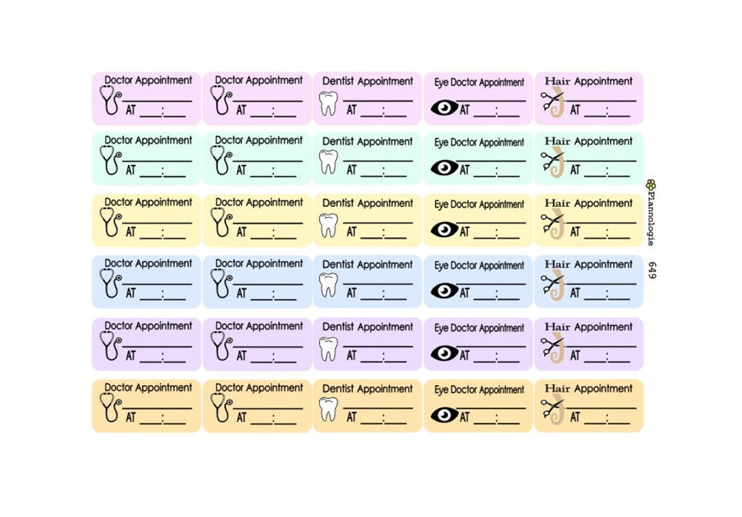 Appointment Planner Stickers - Doctor - Dentist - Eye - Hair - Etsy