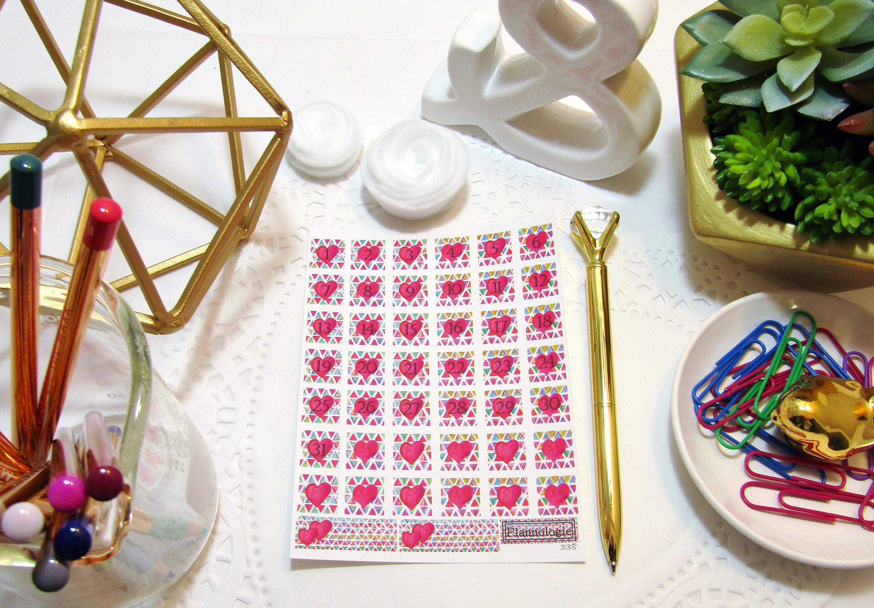 Valentine's Heart Date Cover Planner Stickers | Etsy