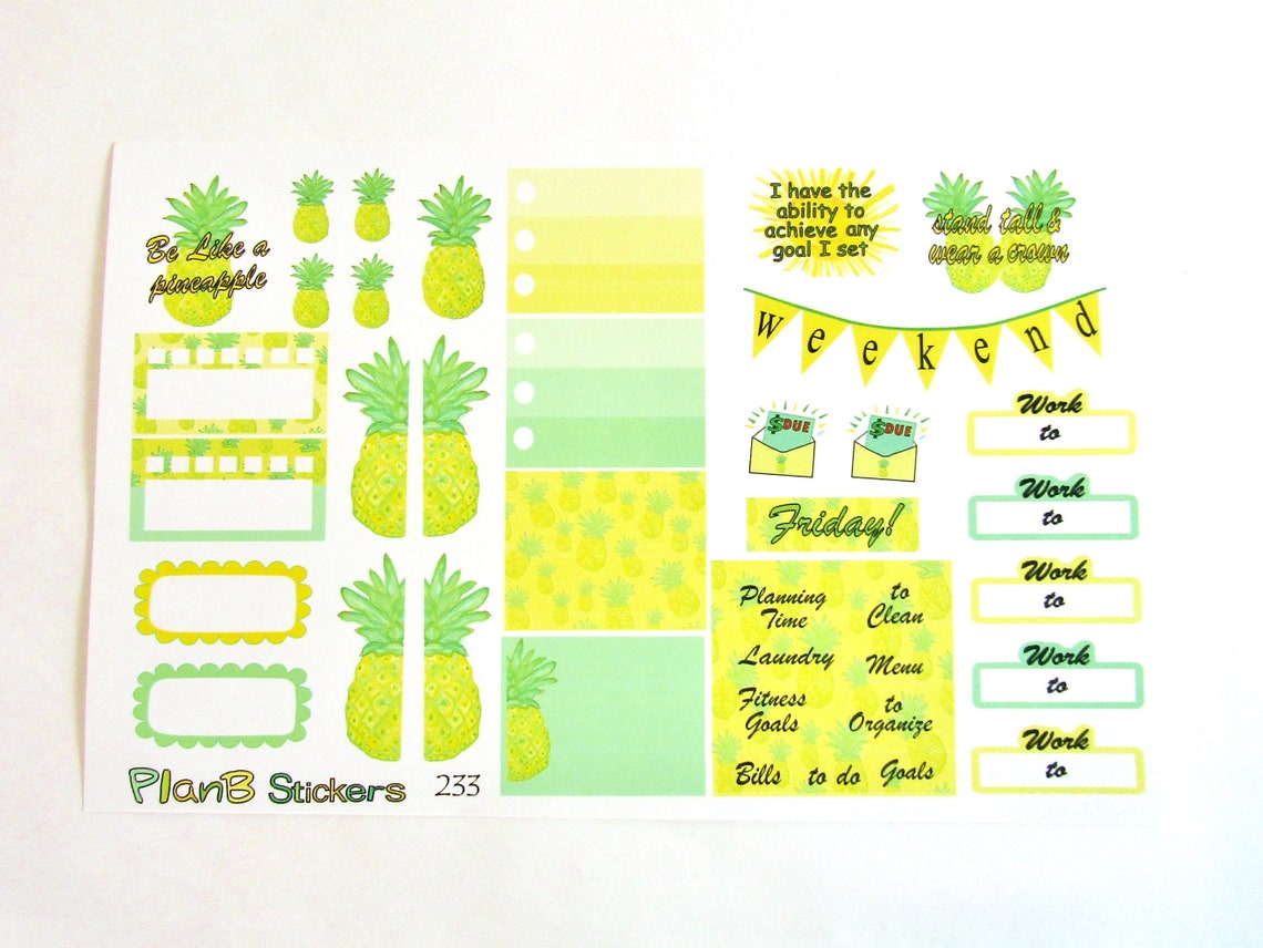 Pineapple Weekly Planner Kit Pineapple Planner Stickers | Etsy