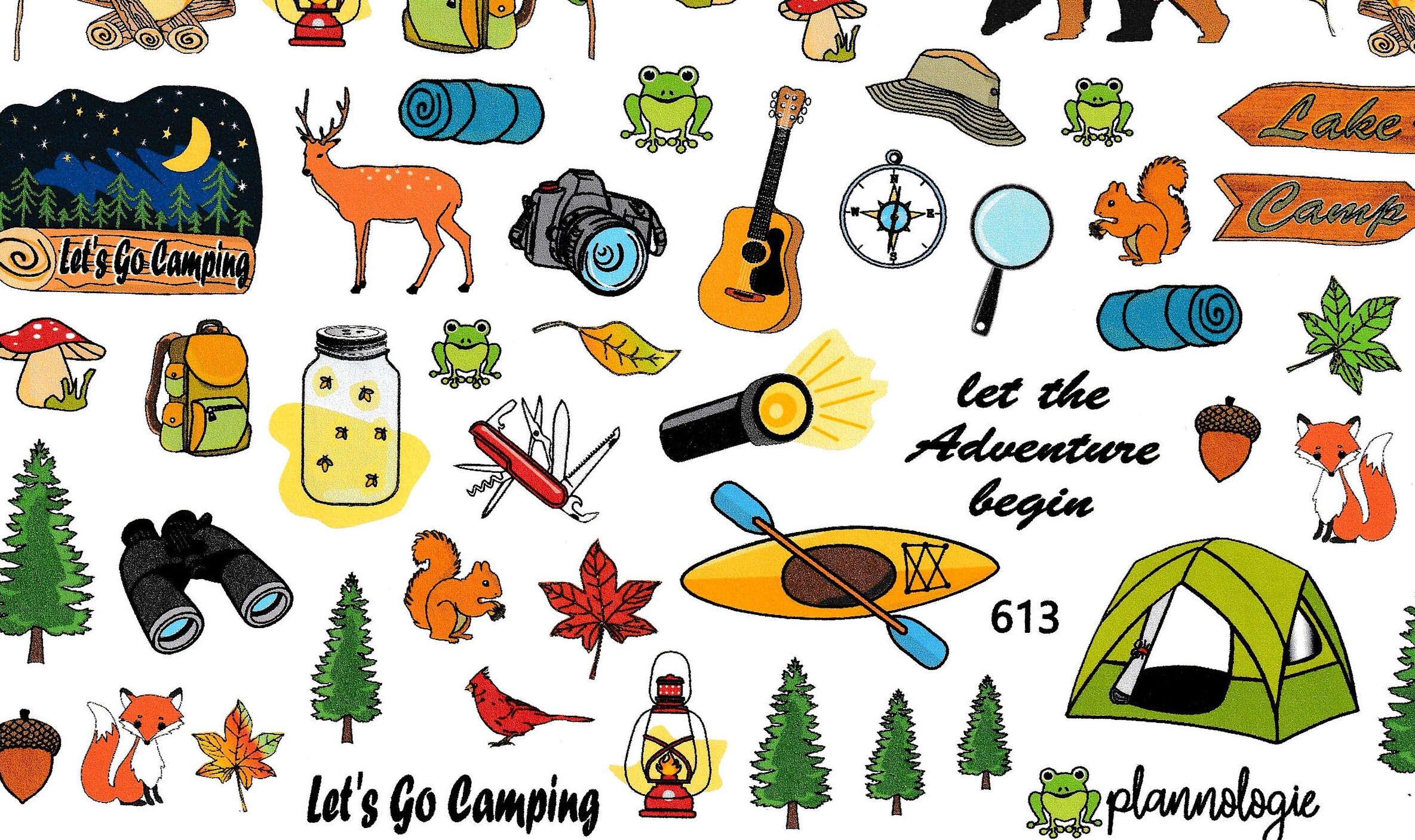 Camping Planner Stickers Let's Go Camping - Etsy