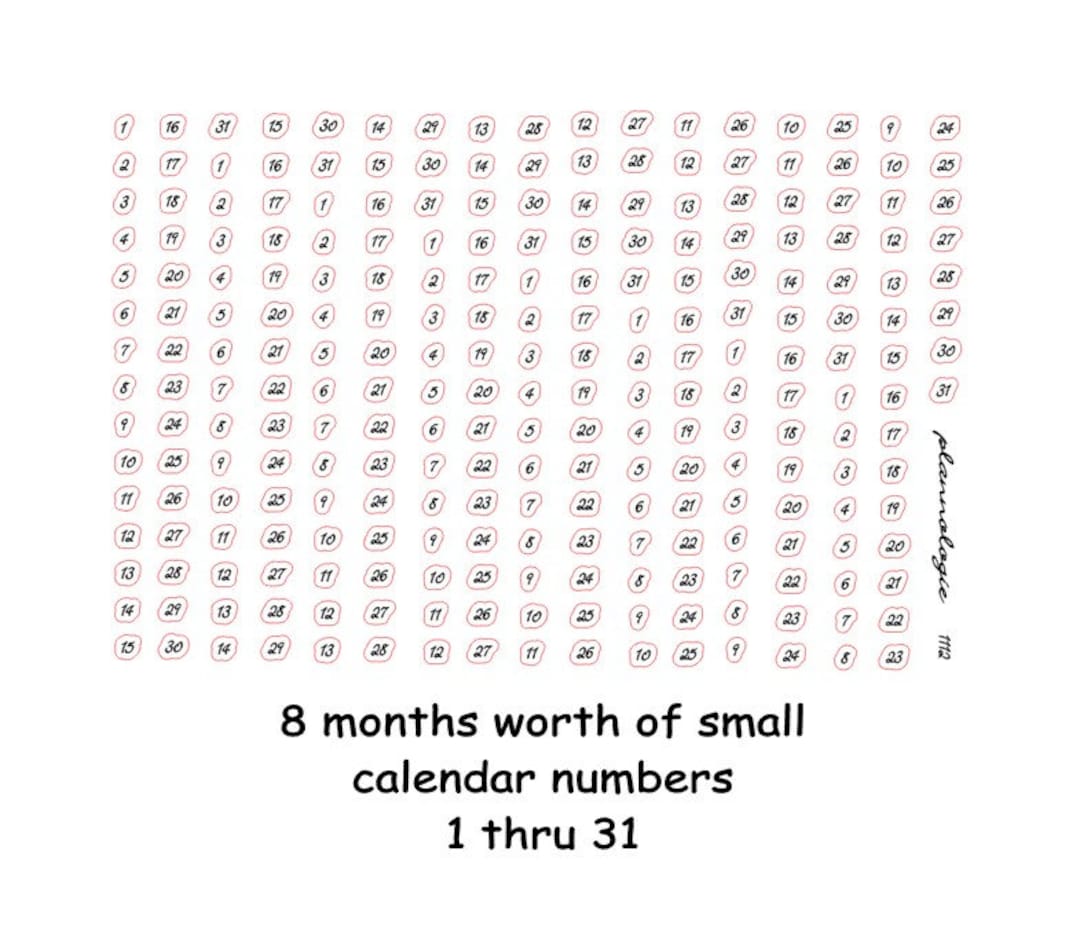 Monthly Calendar Dates - Date Dots - Planner Stickers - Journal ...