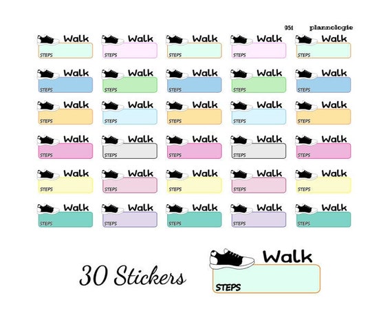 Walk Stickers Planner Stickers Steps Tracker Fits Erin - Etsy