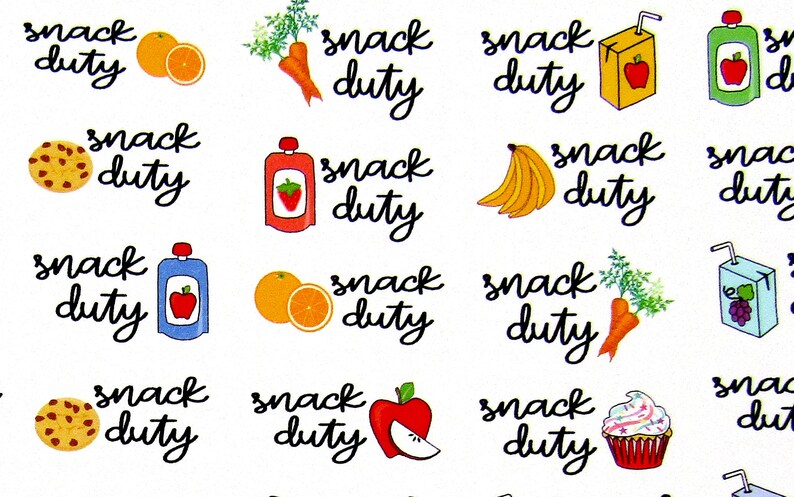 Snack Planner Stickers School Preschool Snack Stickers - Etsy