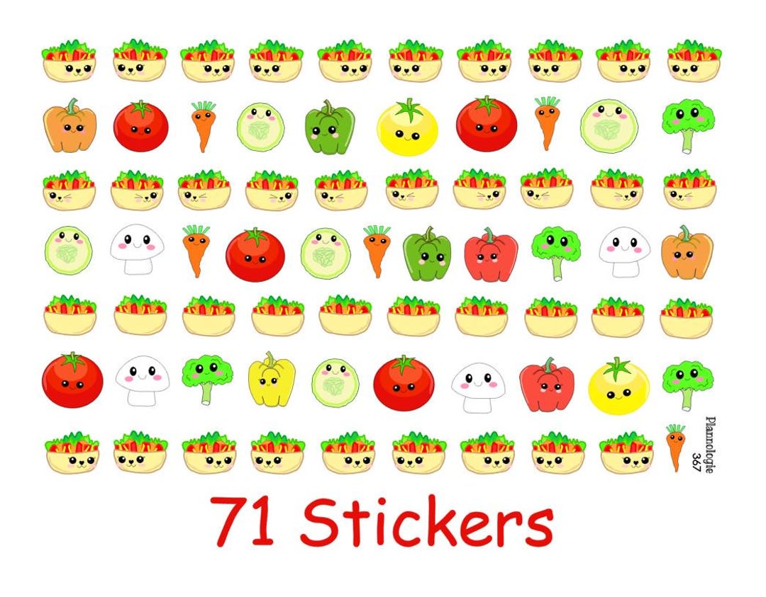 Salad Dayz Veggie Stickers for Planners - Vegetable Planner Stickers ...