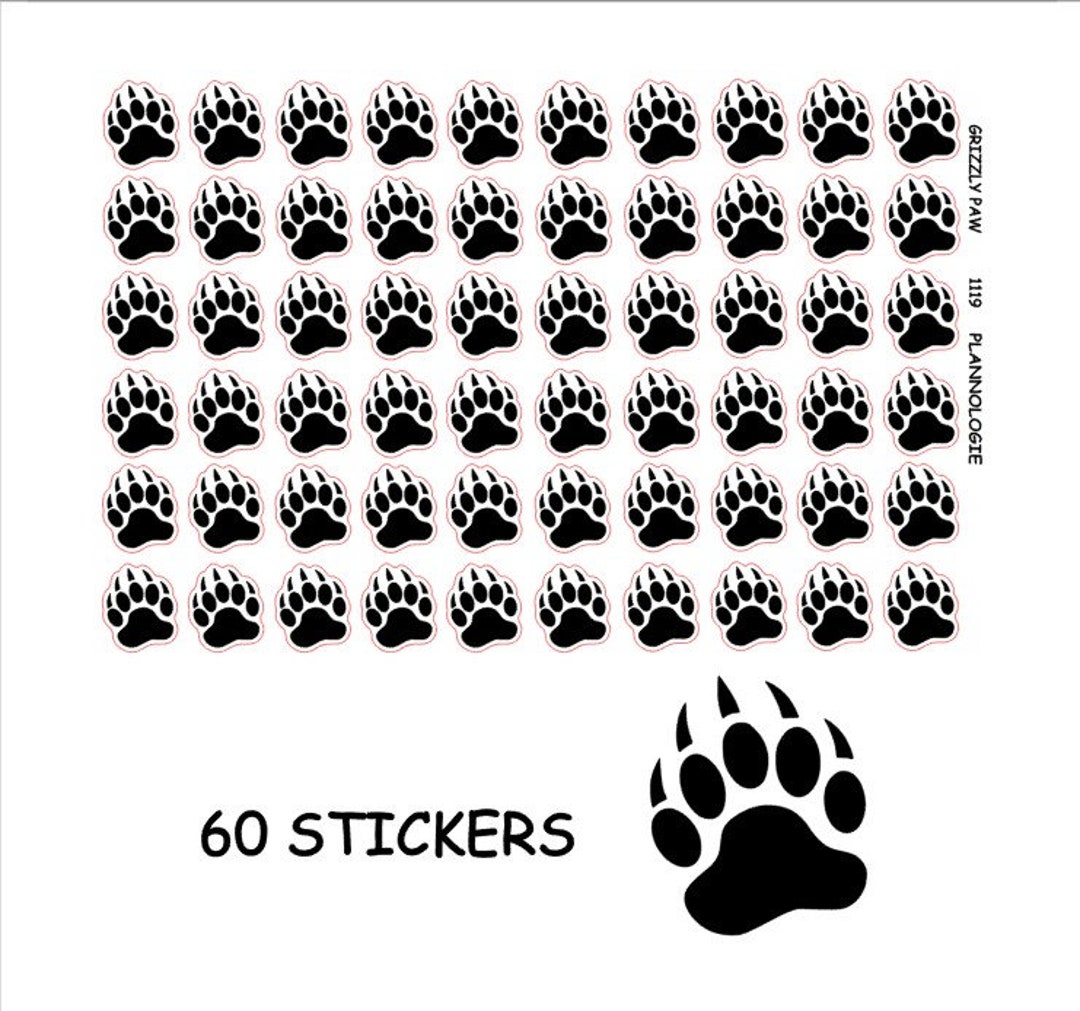 Bear Paw Stickers - Grizzly Paw Print Stickers - Planner Stickers - Etsy