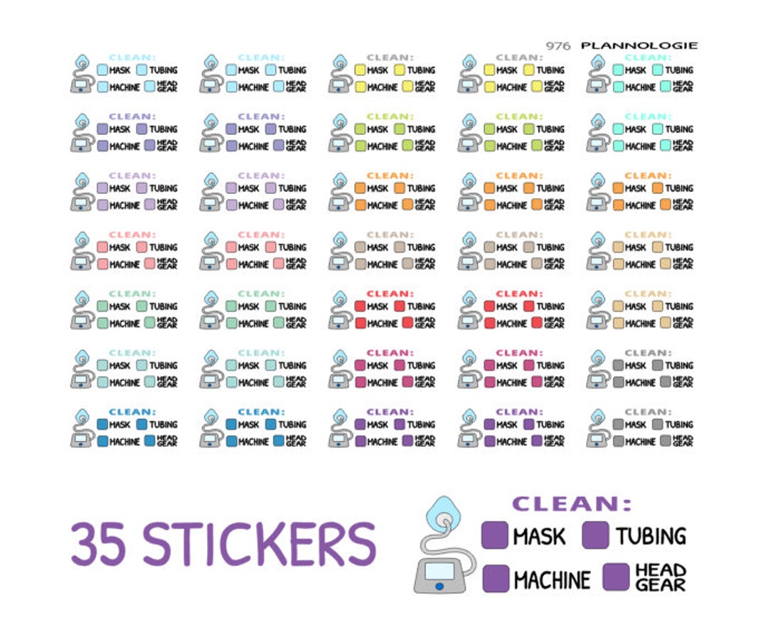 CPAP CLEAN Reminder Stickers - Sleep Apnea - Breathing Treatments ...