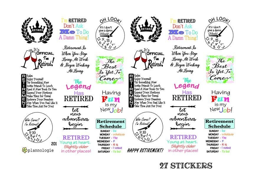 Retirement Quotes Stickers Funny Retirement Gift Planner - Etsy