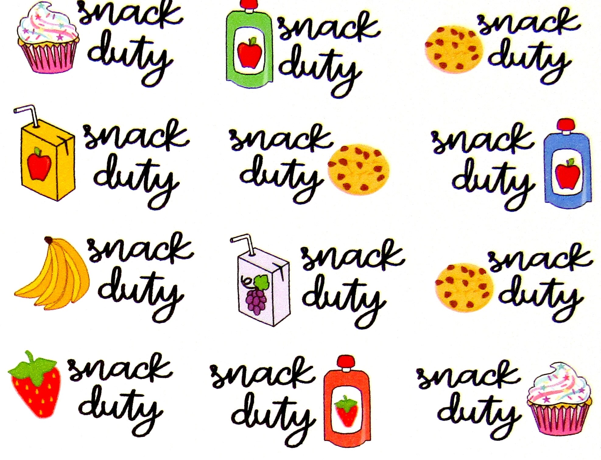 Snack Planner Stickers School Preschool Snack Stickers - Etsy
