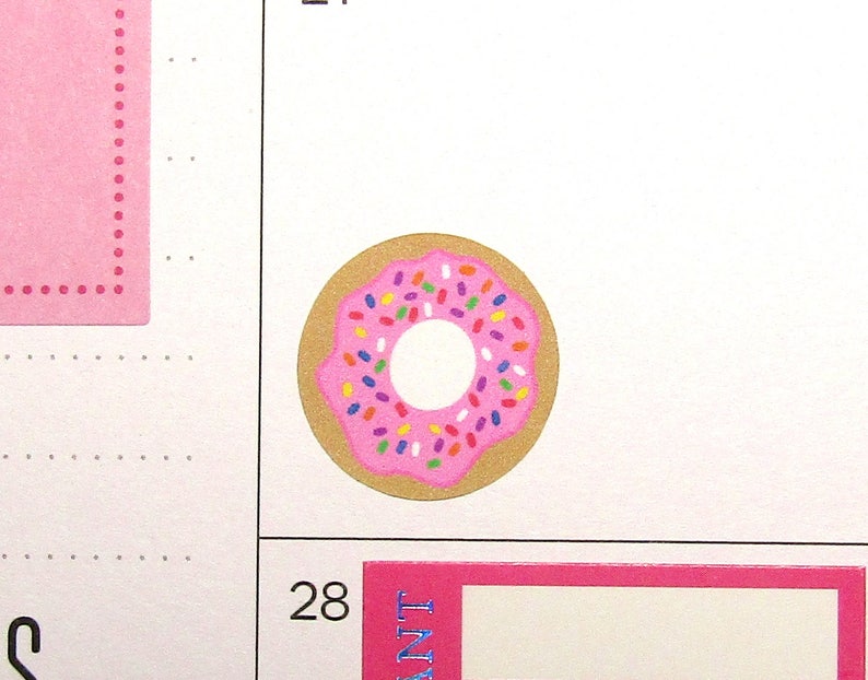 Pink Glazed Donut With Sprinkles Stickers Planner Calendar | Etsy