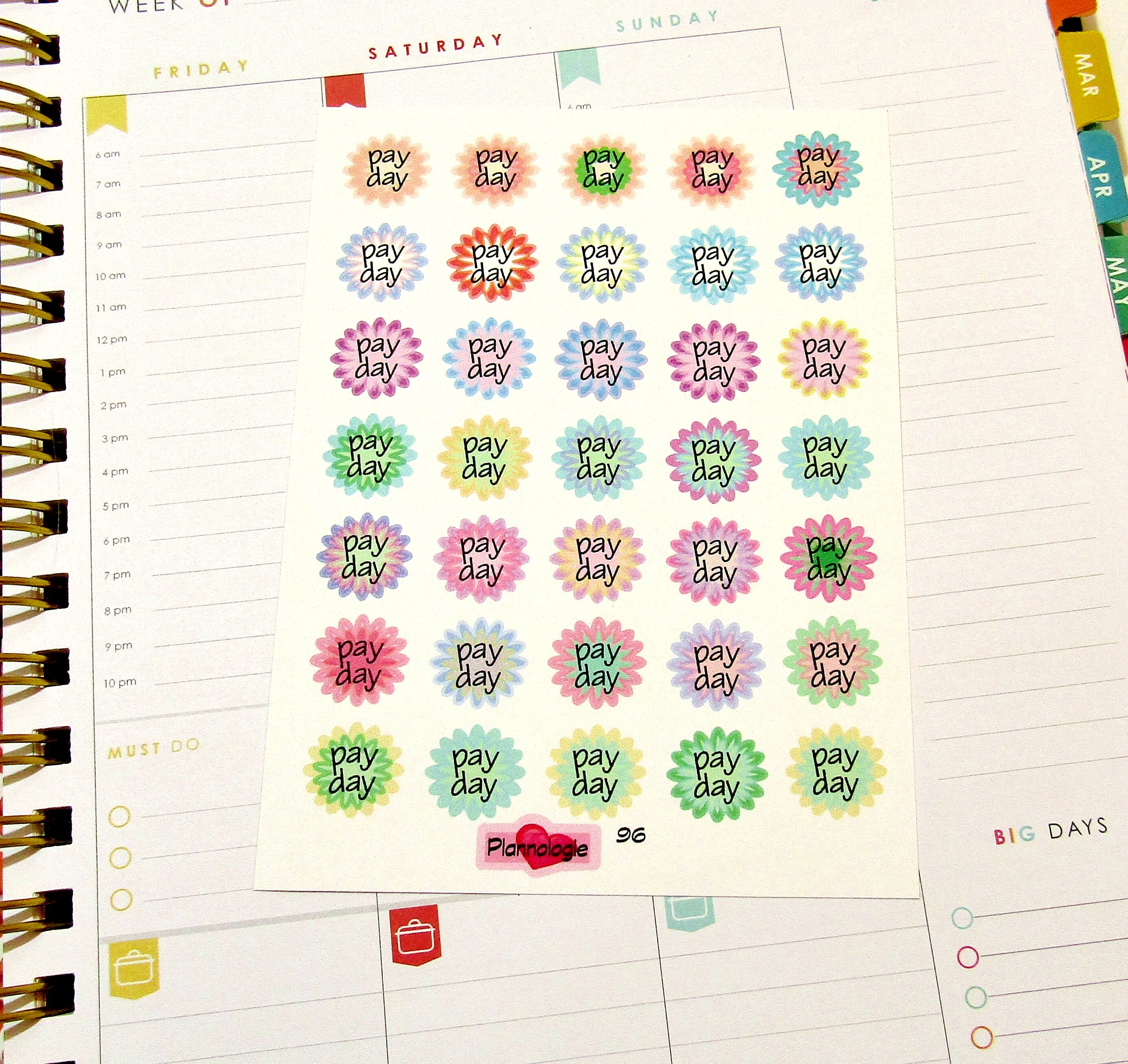 Pay Day Planner Stickers Flower Stickers Salary Stickers - Etsy