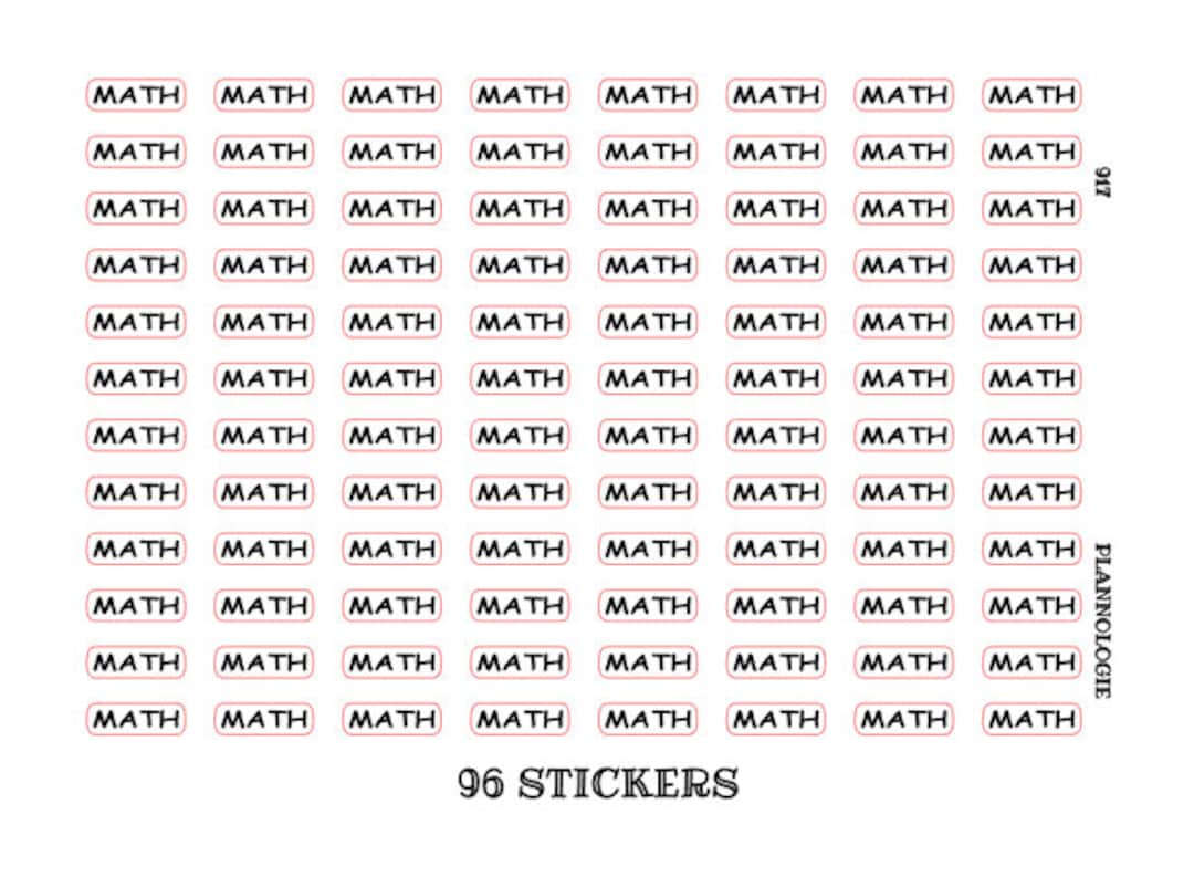 MATH Script Planner Stickers - School Script Stickers - Etsy