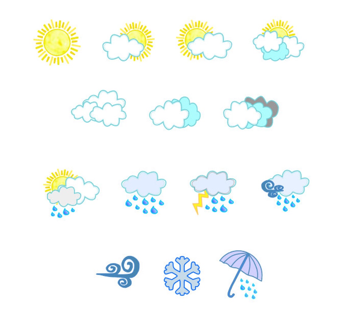 Weather Icon Stickers for Planners and Journals - Etsy