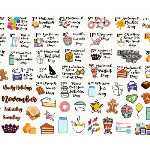 AUGUST Wacky Holidays Planner Stickers Calendar Stickers - Etsy