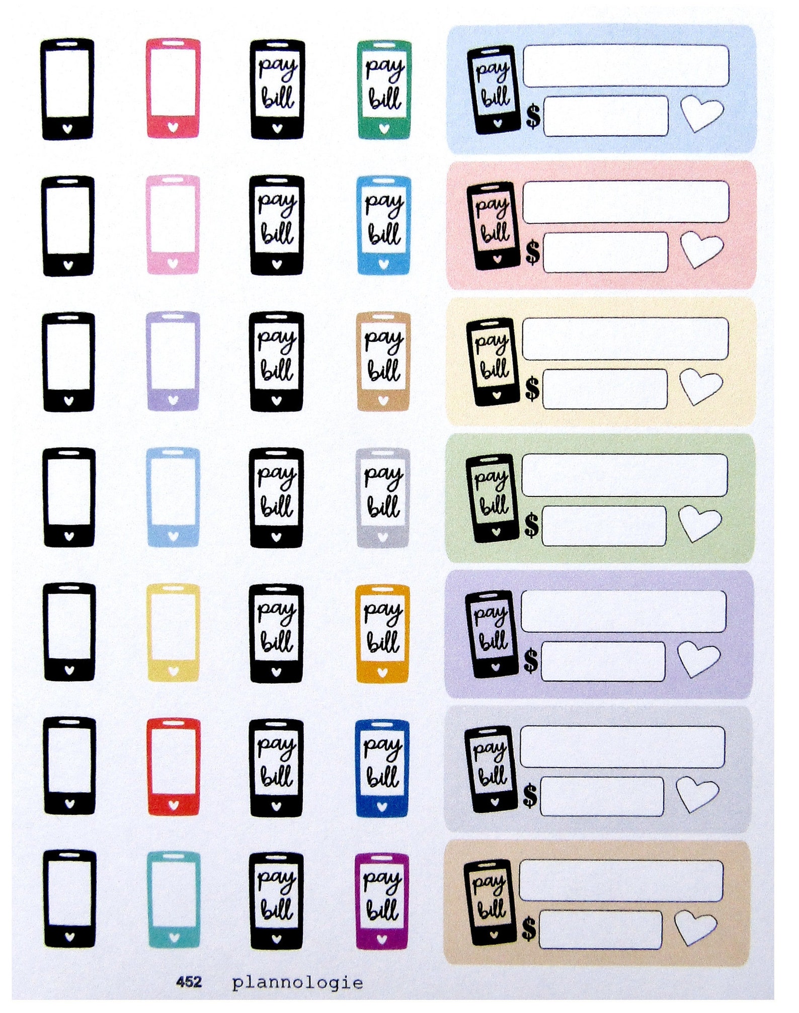 Cell Phone Planner Stickers Bill Pay Reminder Stickers - Etsy