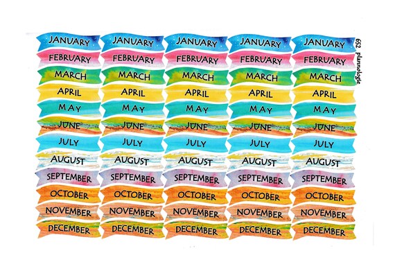 Months of the Year Watercolor Banners - Etsy