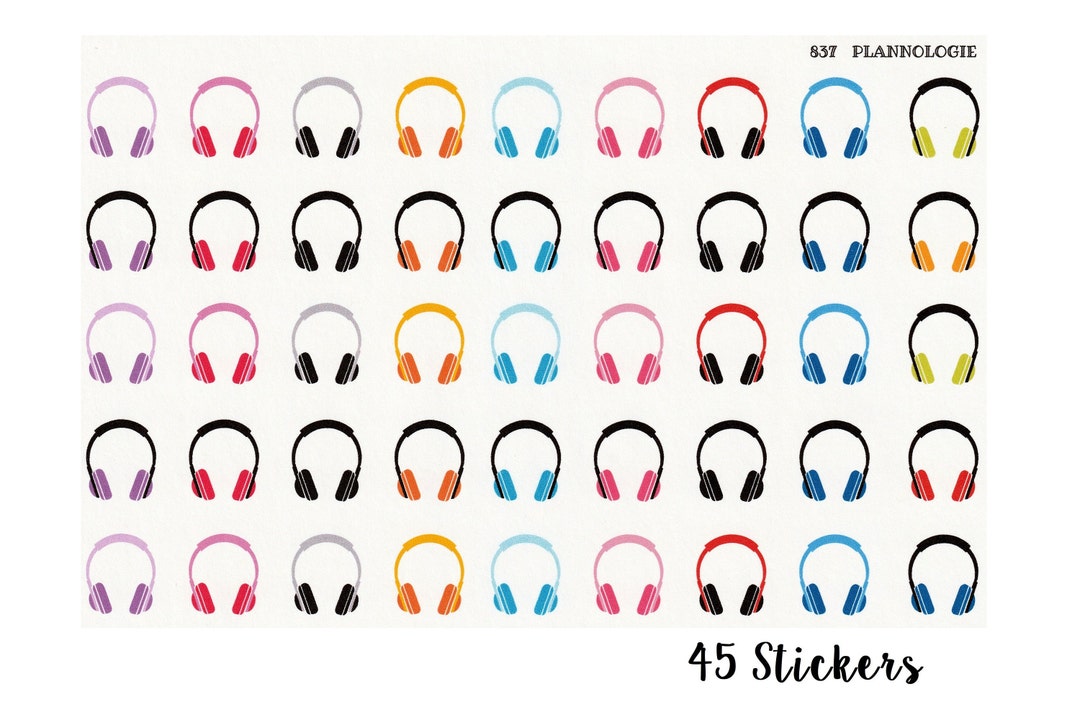 Headphones Icon Stickers - Planner Stickers - Book - Read - Podcast ...