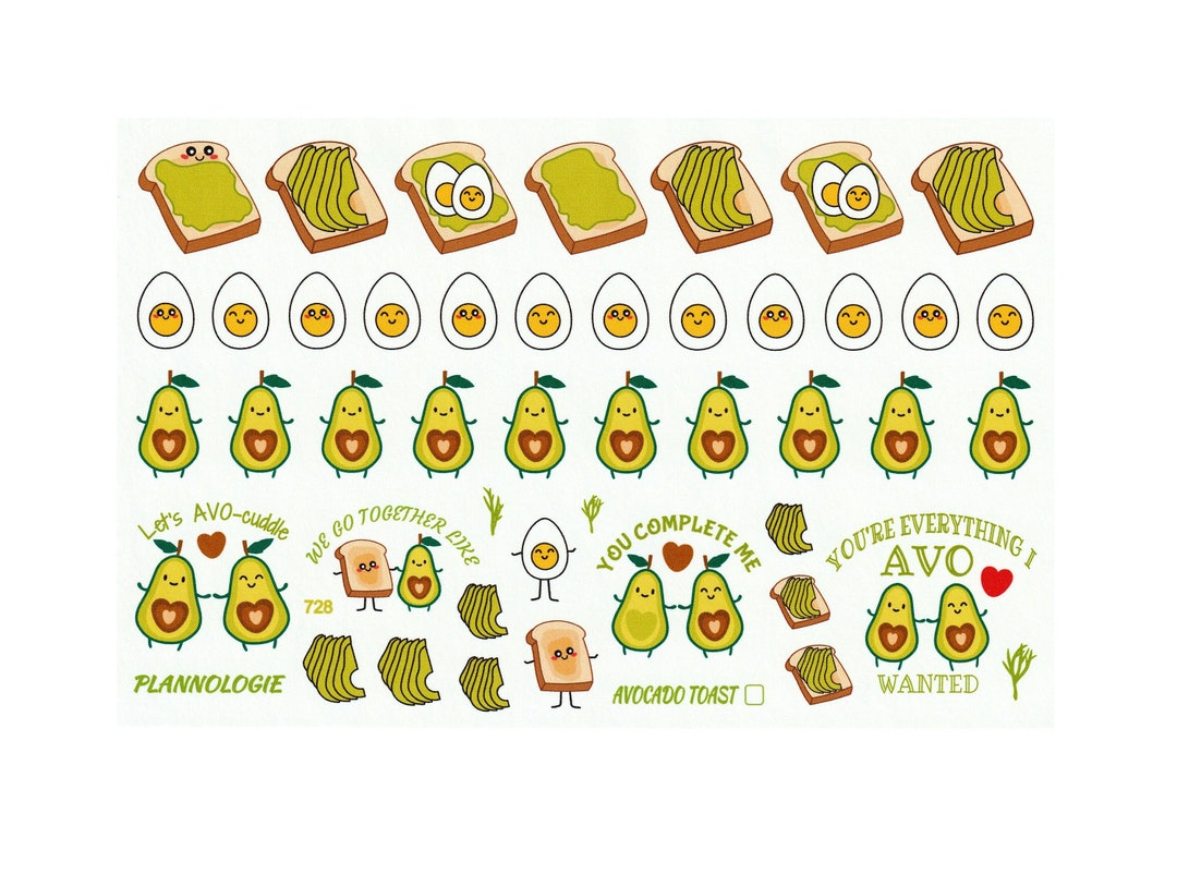 Avocado Planner Stickers - Avocado Toast Stickers - Etsy