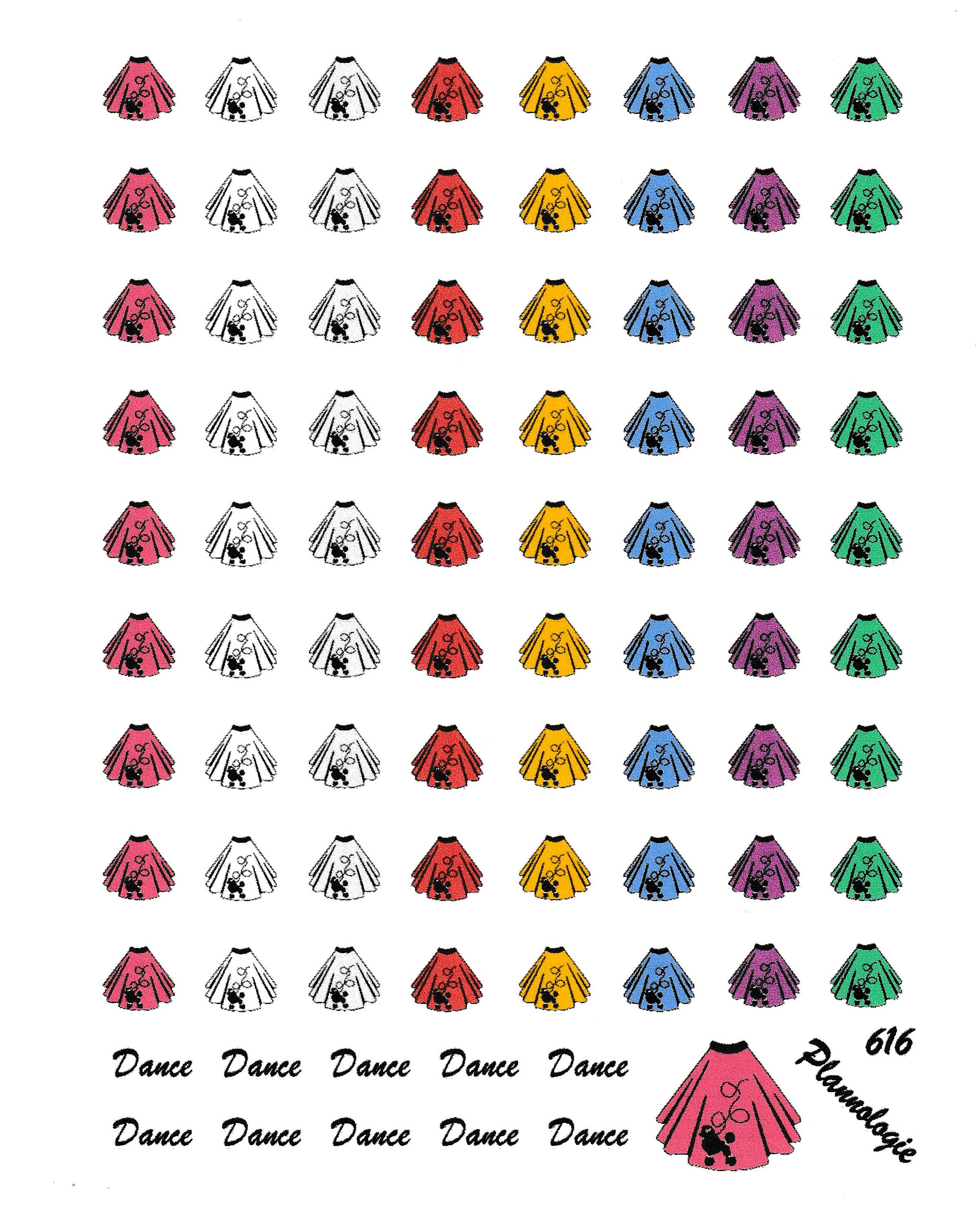 Dance Planner Stickers Poodle Skirt 50's Dance Rock - Etsy