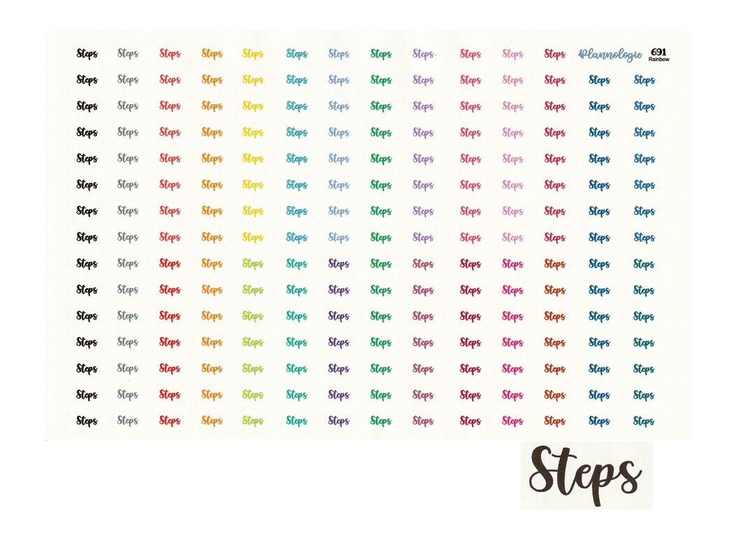 Steps Script Stickers for Planners - Diet Health Nutrition Fitness ...