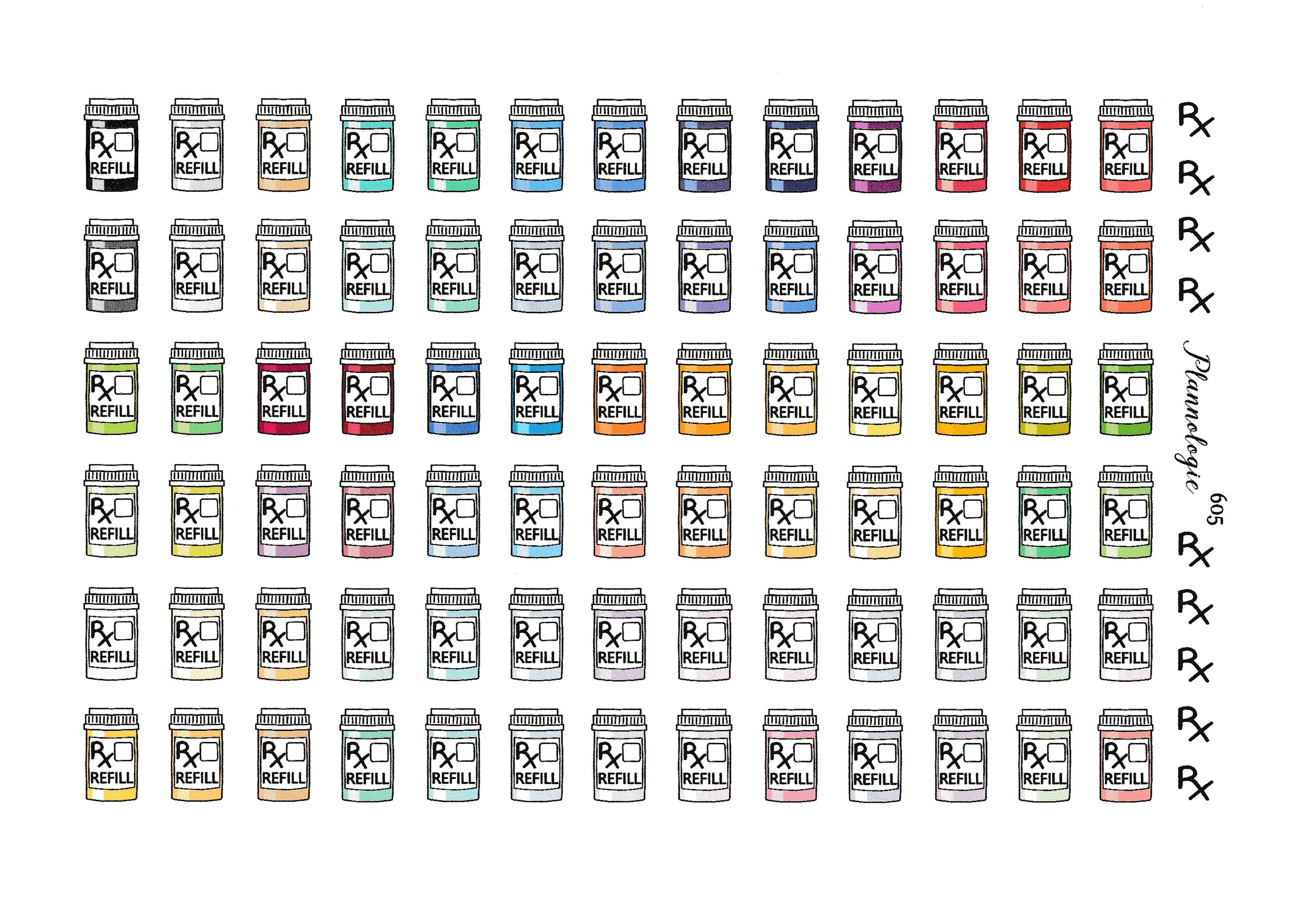 Rx Refill Planner Stickers Medication Prescription Planner | Etsy