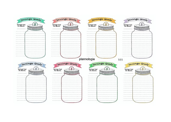 Savings Goal Planner Stickers Savings Challenge Savings Jar - Etsy