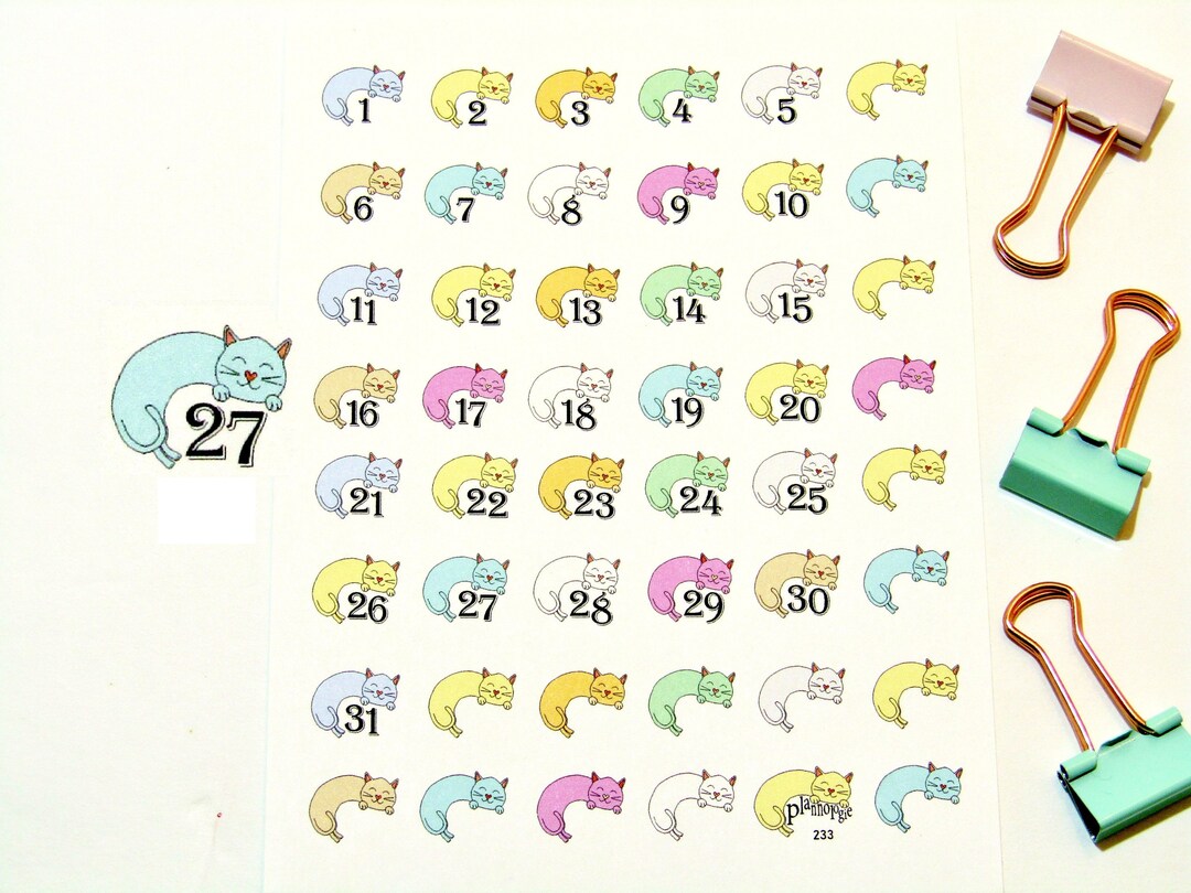 Cat Date Cover Stickers for Your Planner - Cat Stickers - Etsy