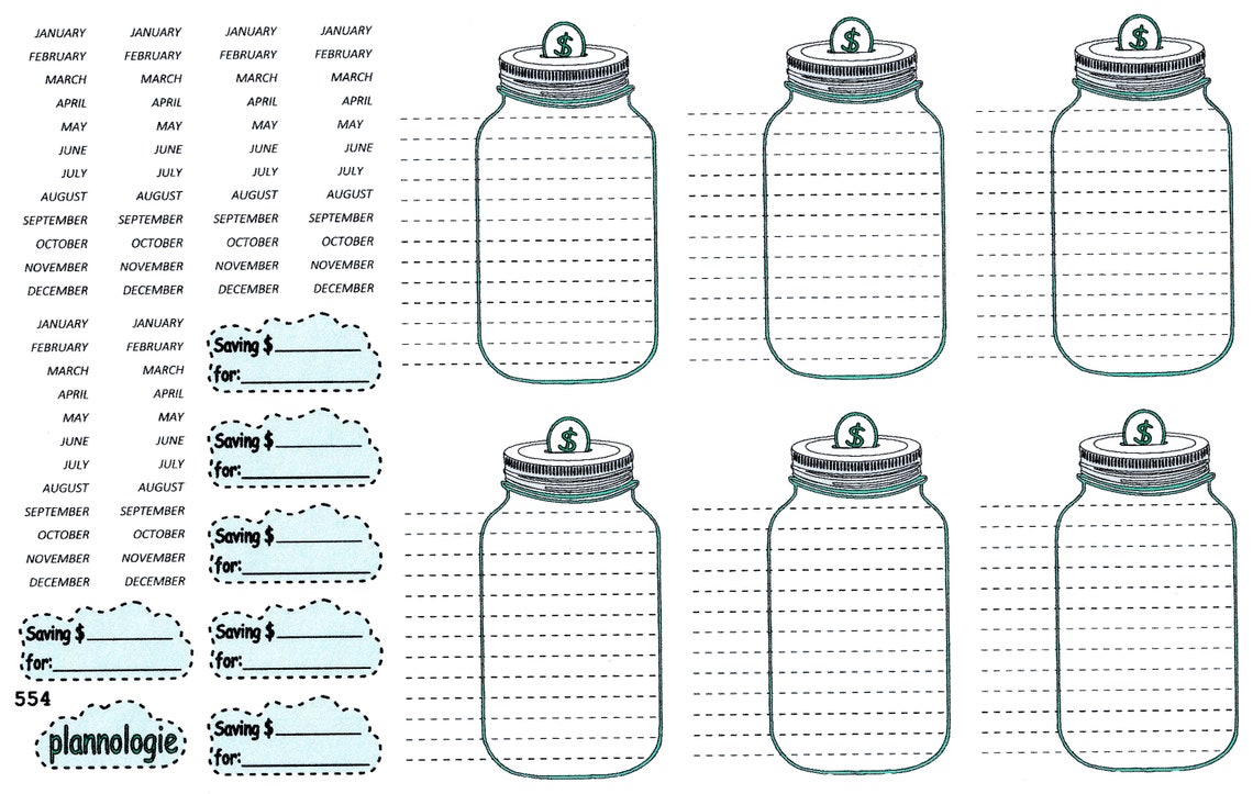 Savings Goal Planner Stickers Savings Challenge Savings Jar - Etsy