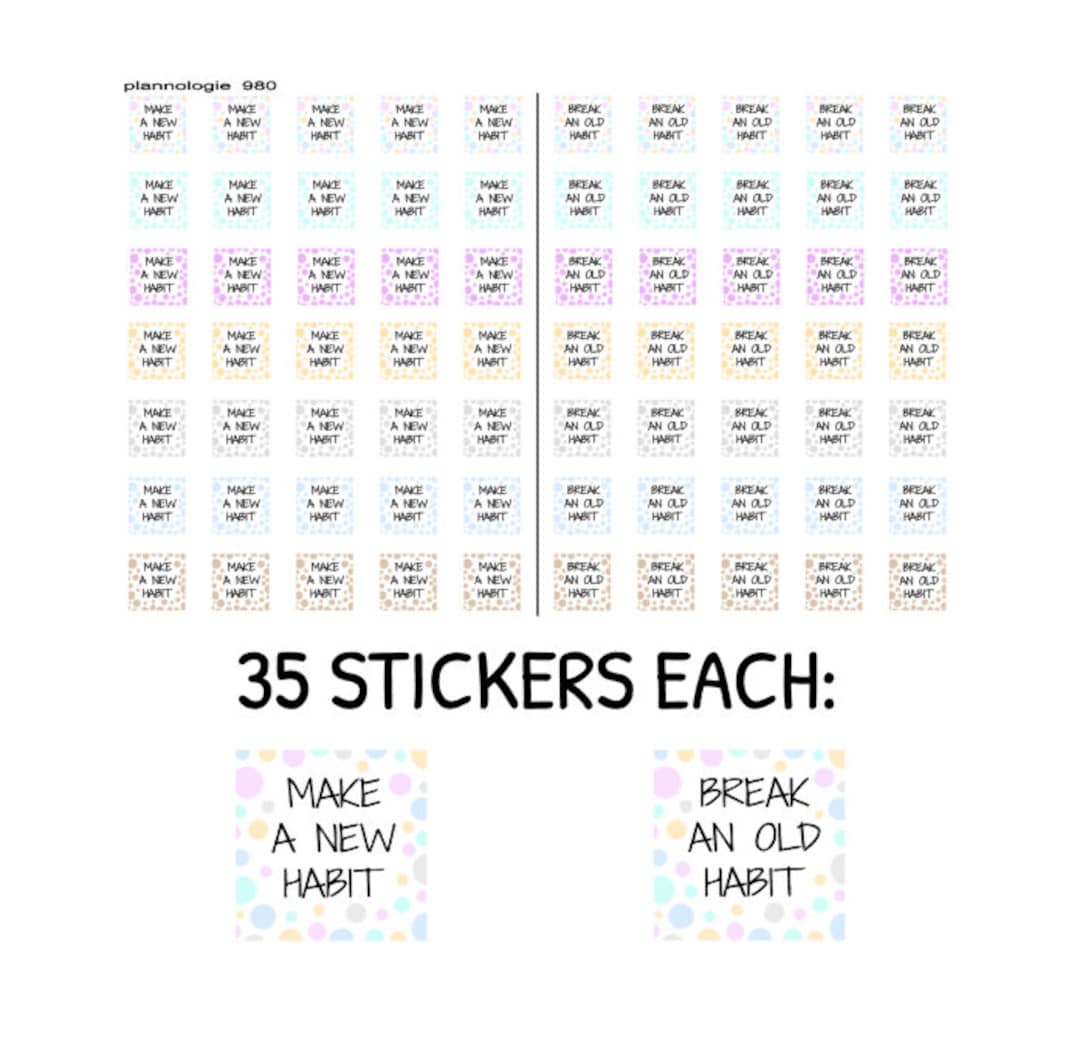 Make A New Habit - Break an Old Habit STICKERS for Planners and ...
