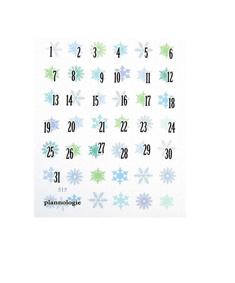 Snowflake Date Covers Planner Stickers Christmas Countdown - Etsy