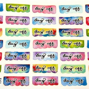 Day off Banner Stickers, Watercolor Stickers, Day off Planner Stickers ...