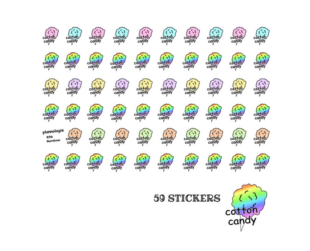Mini Cotton Candy Stickers - Cotton Candy Labels - Planner Stickers ...