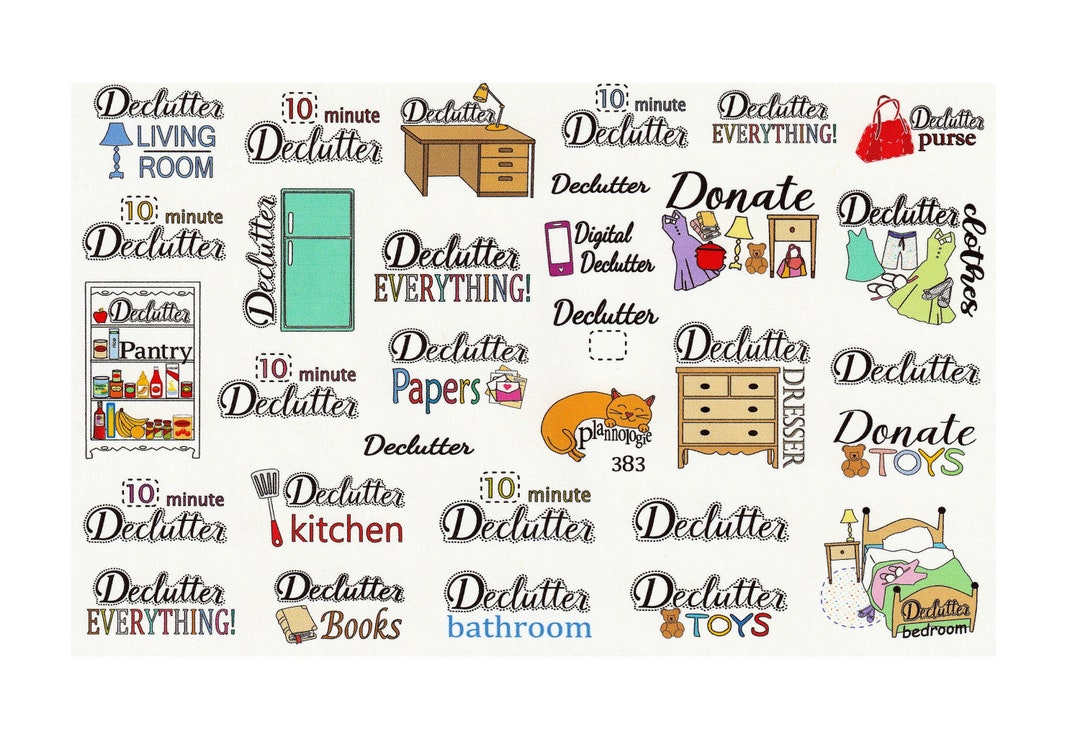Declutter Stickers - Cleaning Stickers - Spring Cleaning - Decluttering ...