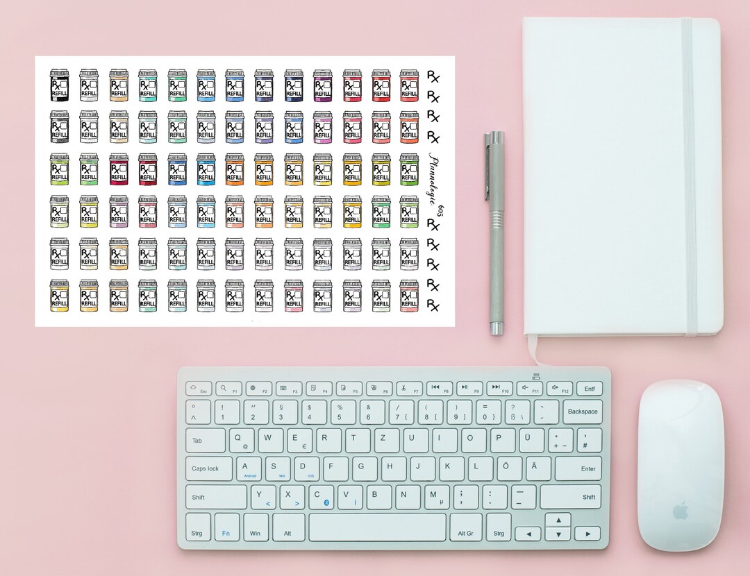 Rx Refill Planner Stickers, Medication Prescription Planner Stickers ...