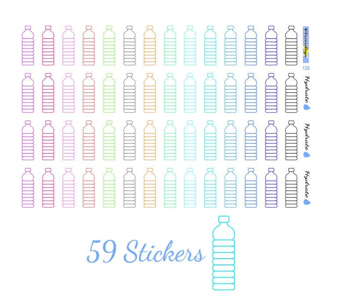Water Tracker Stickers - Hydrate Stickers - Planner Stickers - Water ...