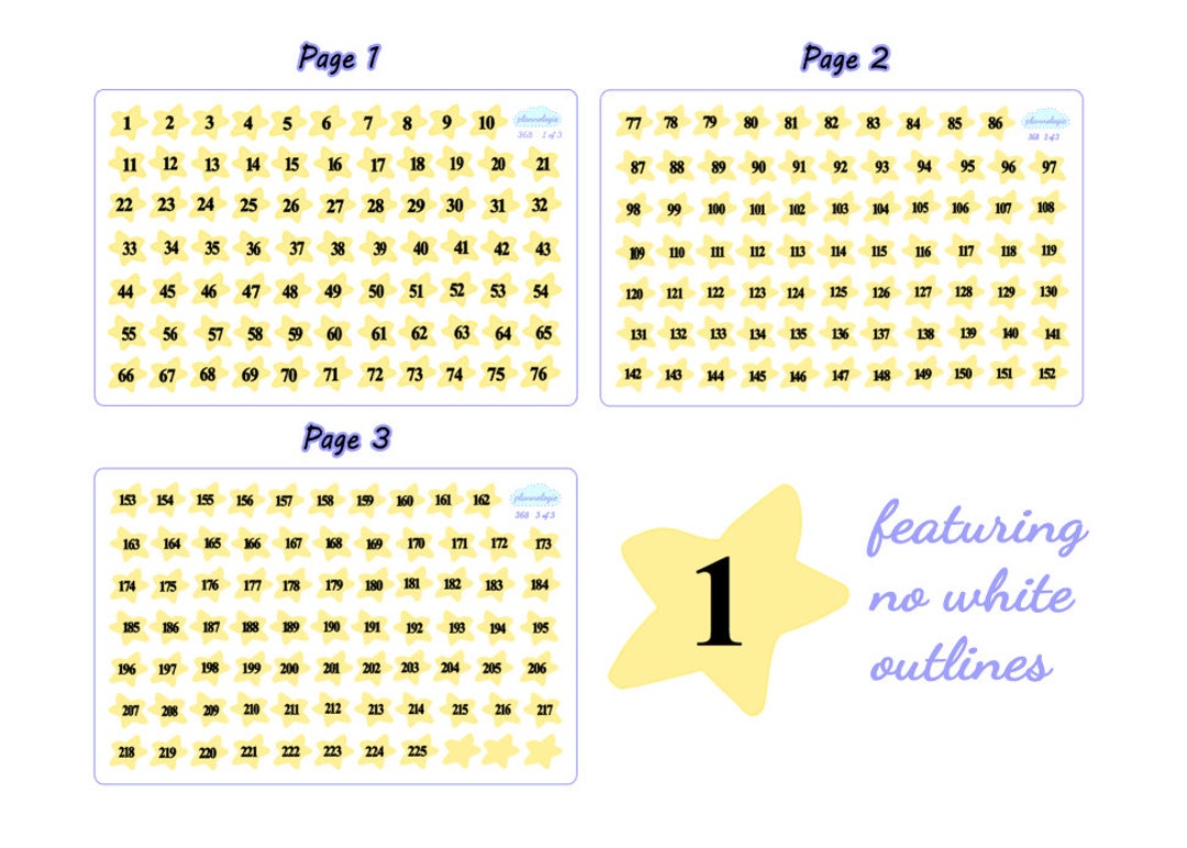 Bullet Journal Page Numbers - BUJO Stickers - Number Stickers - Star ...