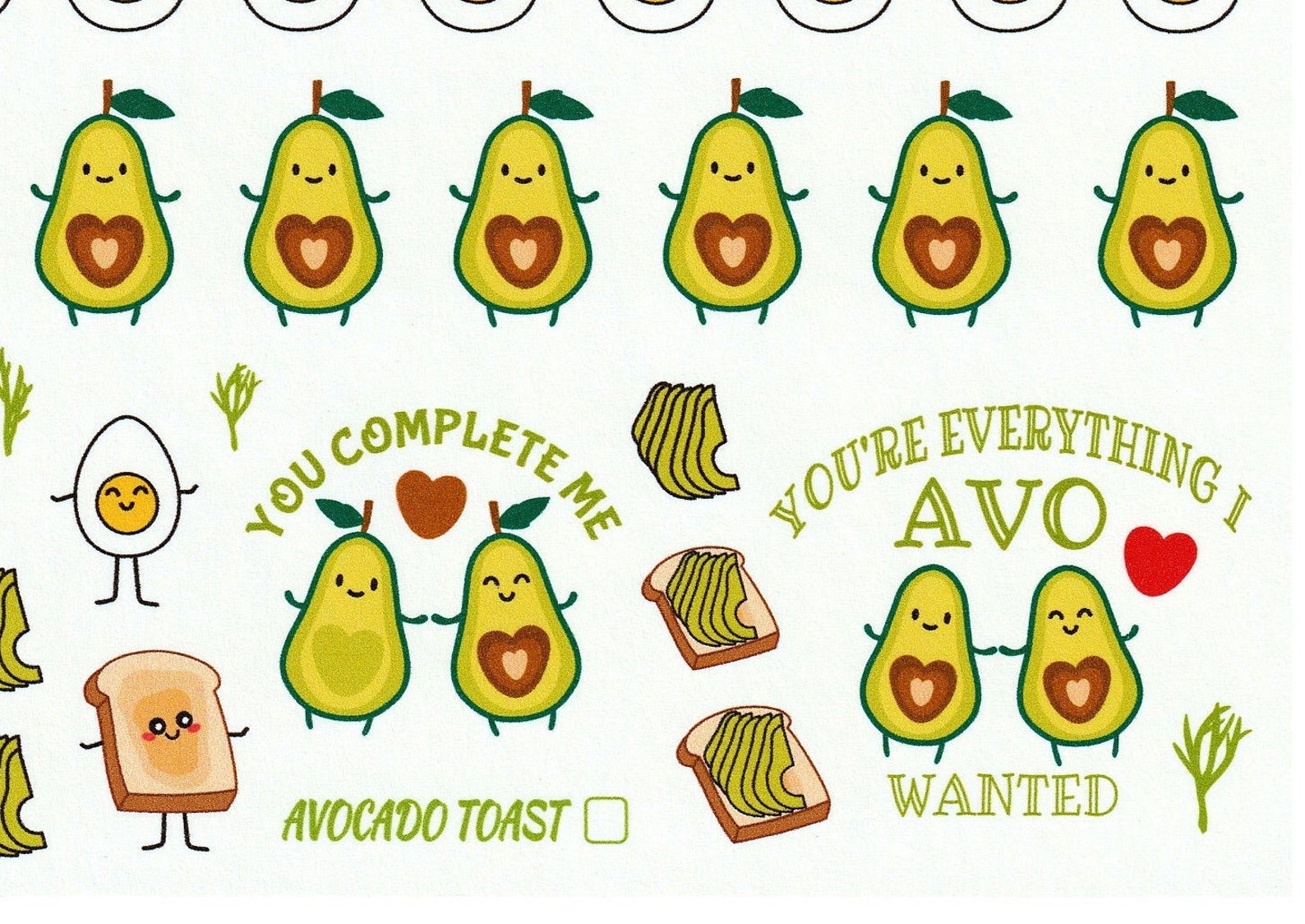 Avocado Planner Stickers Avocado Toast Stickers - Etsy