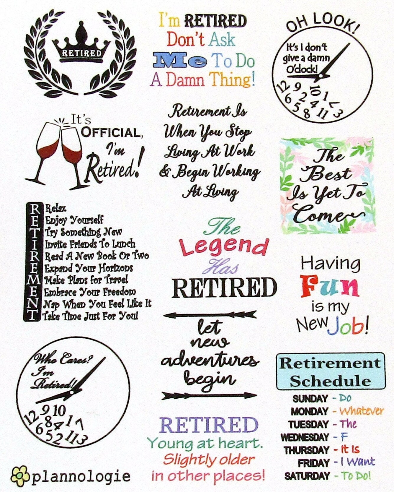 Retirement Quotes Stickers Funny Retirement Gift Planner | Etsy