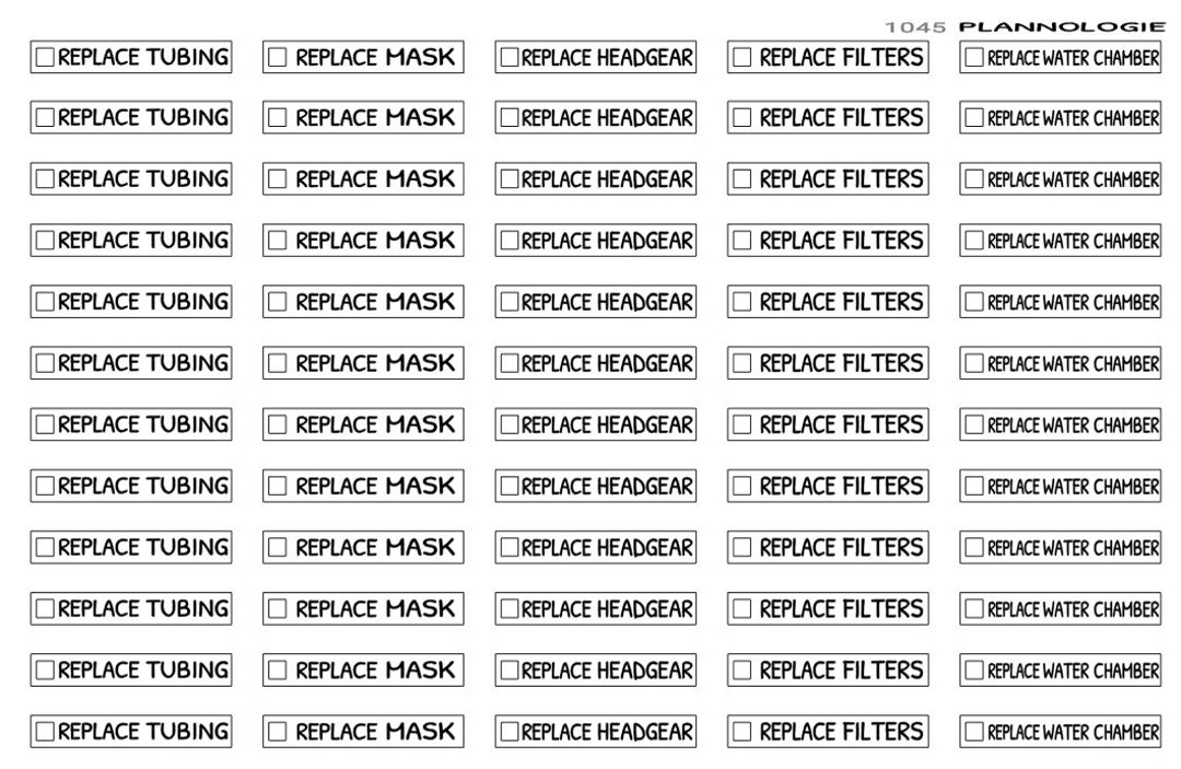 CPAP Replace Reminder Stickers Sleep Apnea Breathing Treatments Planner ...