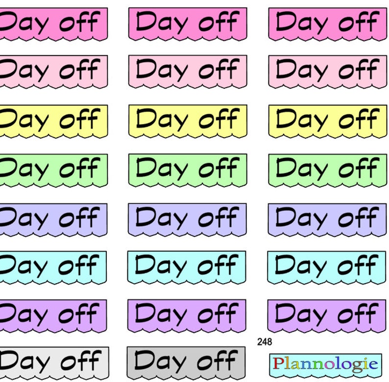 Pastel Day off Banners Stickers for Planners - Etsy