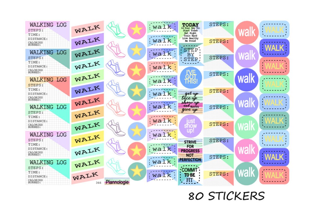Walking Exercise Motivational Planner Stickers - Etsy
