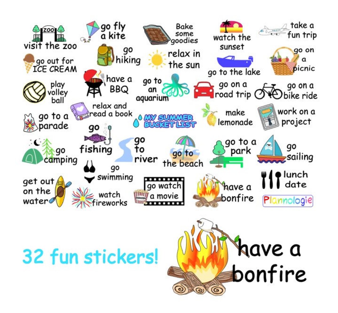 Summer Bucket List Sticker Set - Etsy